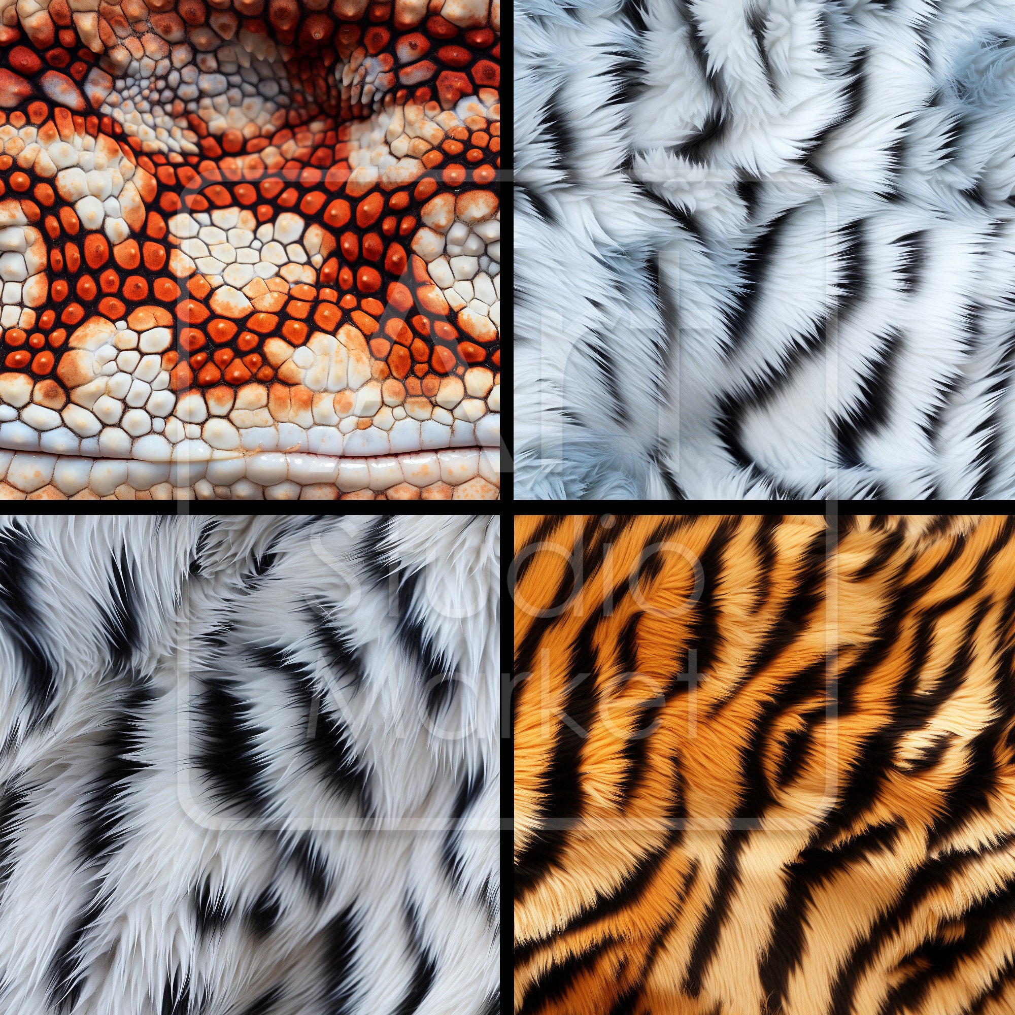 Deluxe Animal Skin Pattern Textures. Digital Paper Seamless Rare Animal ...