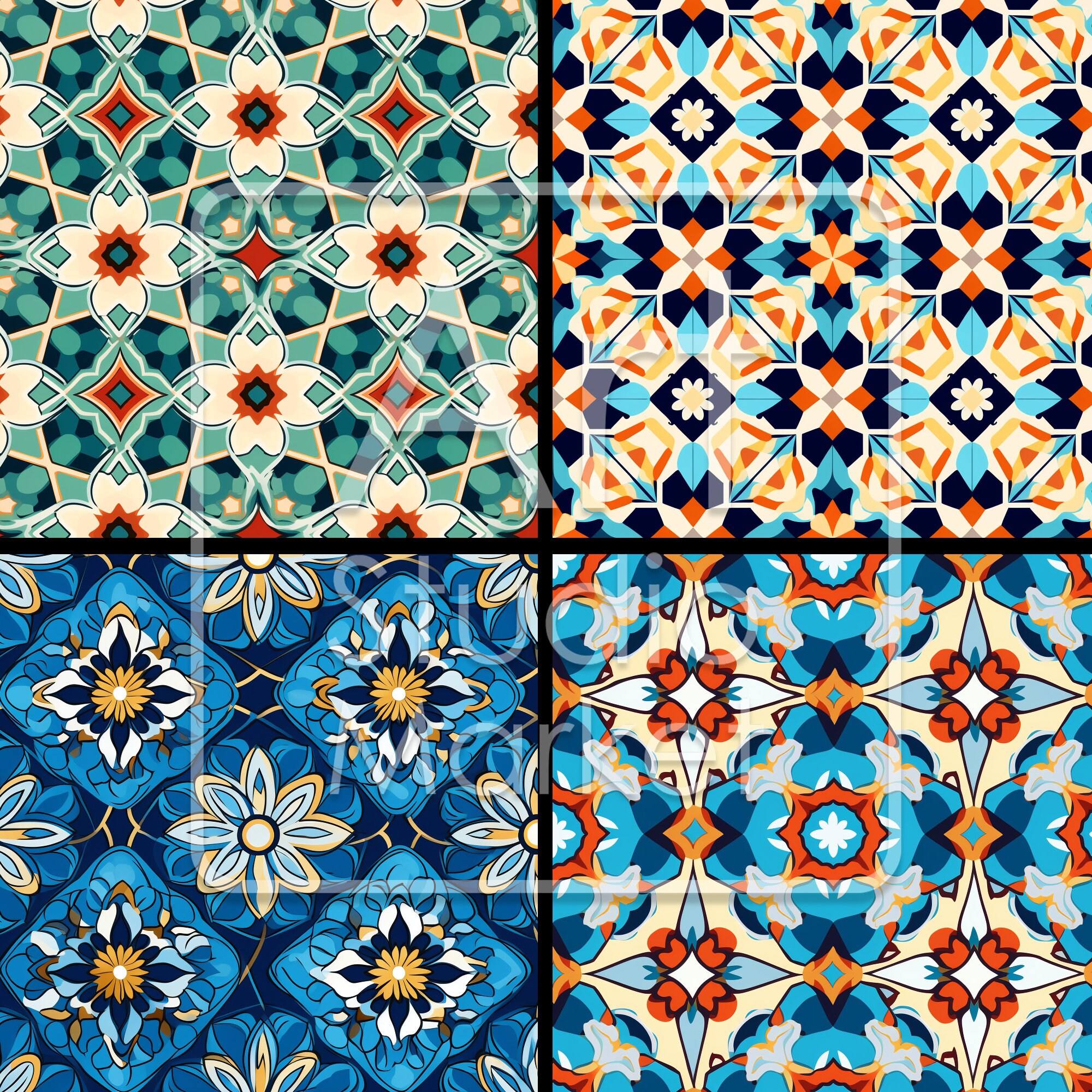 Moroccan Textile Seamless Patterns, Digital Paper, Marrakesh Style ...