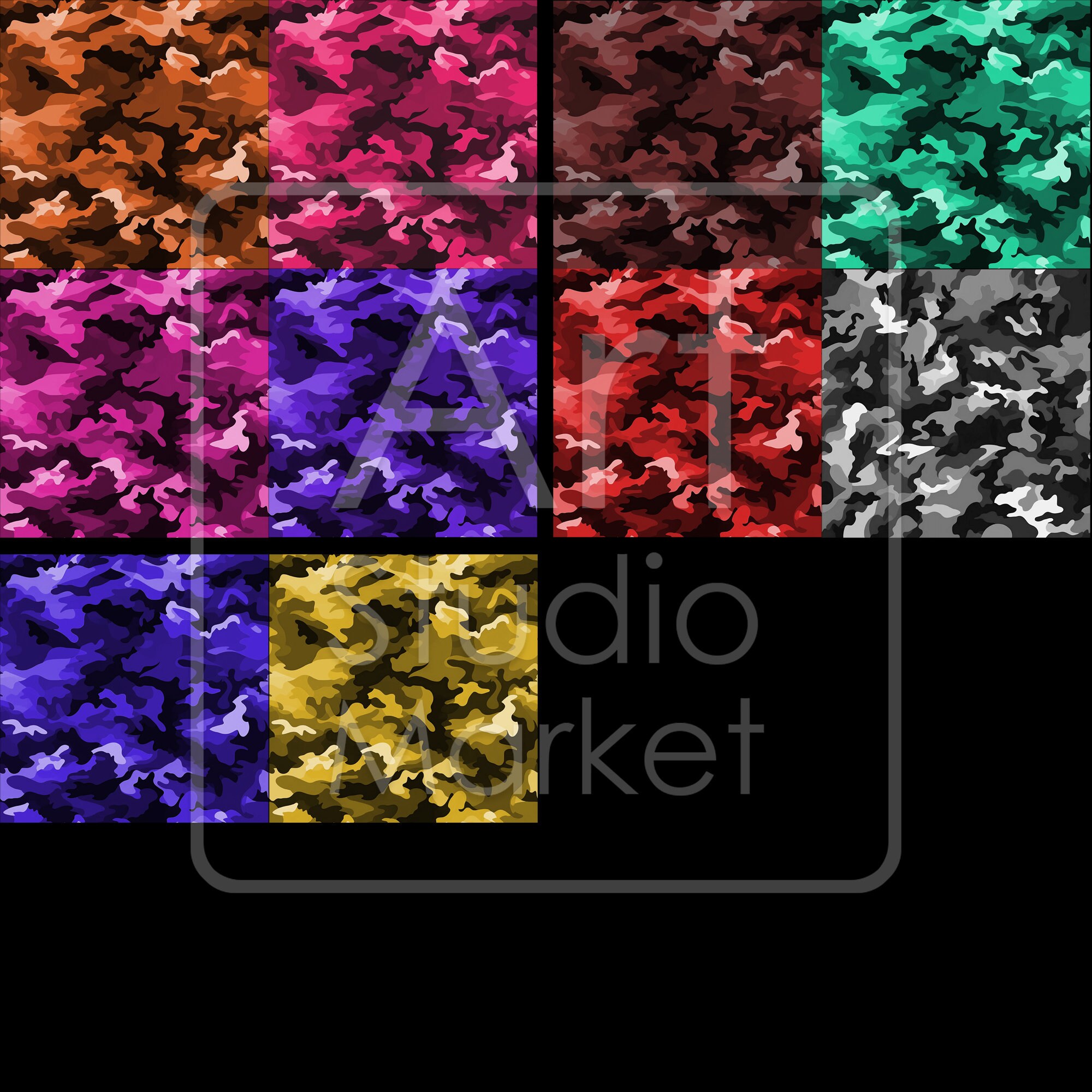 Camouflage Paper, Seamless Camouflage Patterns for Printable Scrapbook ...