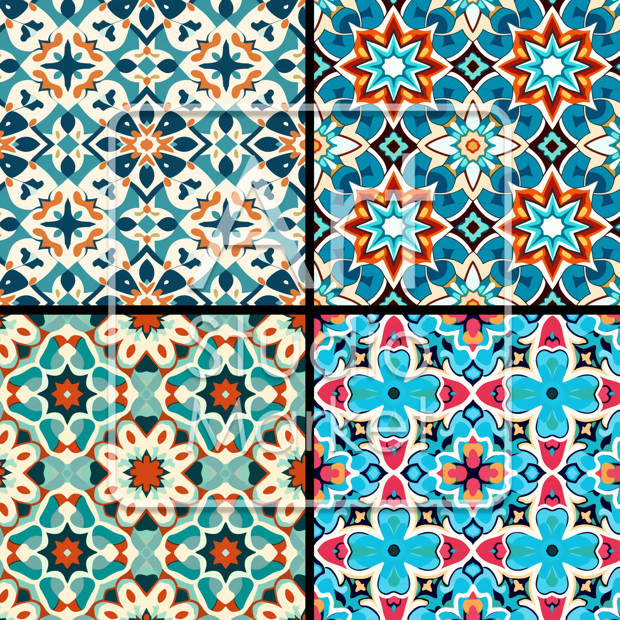 Moroccan Textile Seamless Patterns, Digital Paper, Marrakesh Style ...