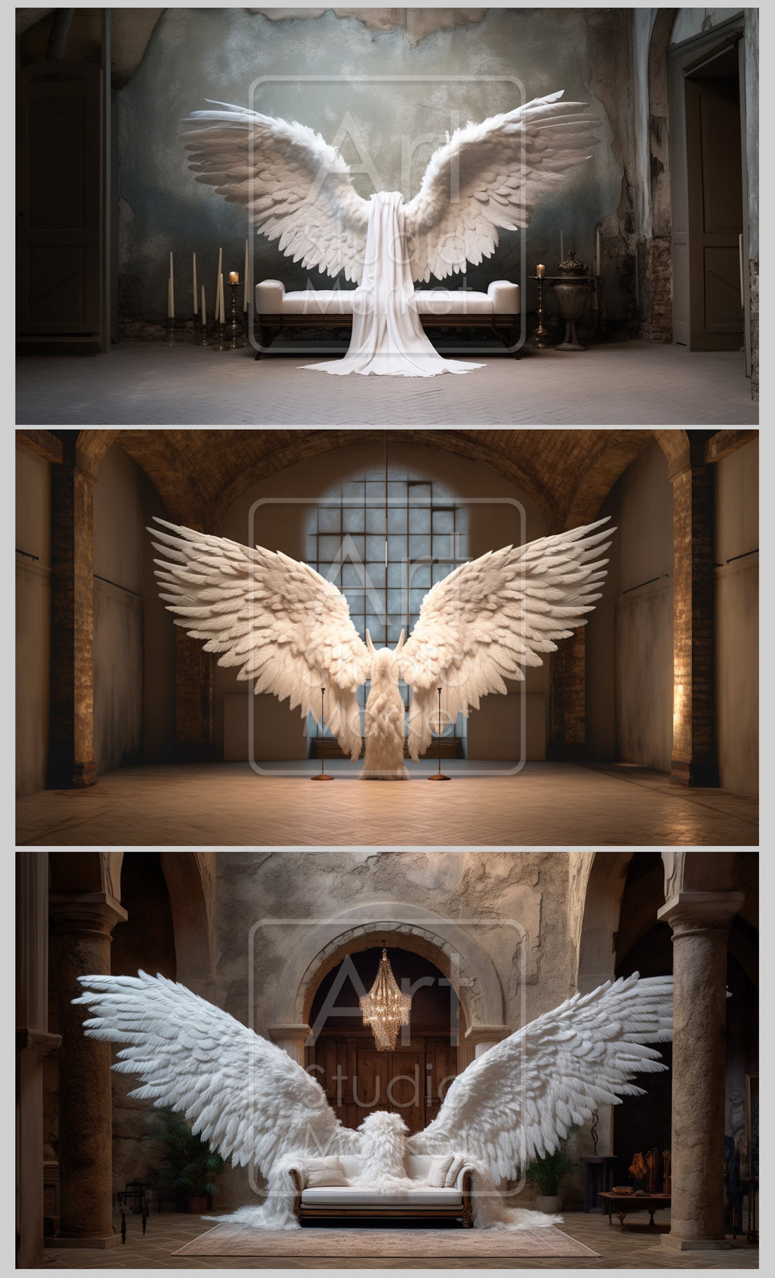 15 Digital Angel Wings Backdrops, Angel Wings Digital Backgrounds ...