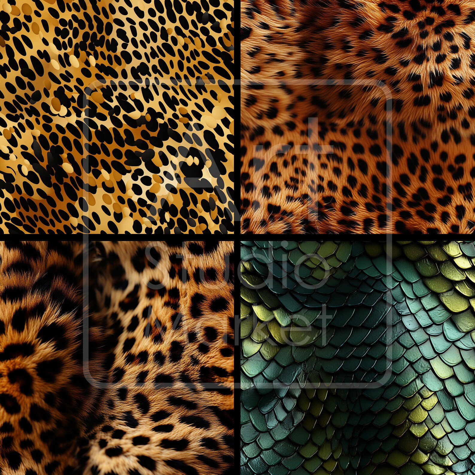 Deluxe Animal Skin Pattern Textures Digital Paper, Seamless Patterns ...
