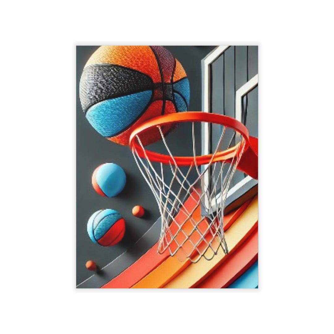 Colorful 3-D Basketball Hoop Image, Wall Decals - Etsy