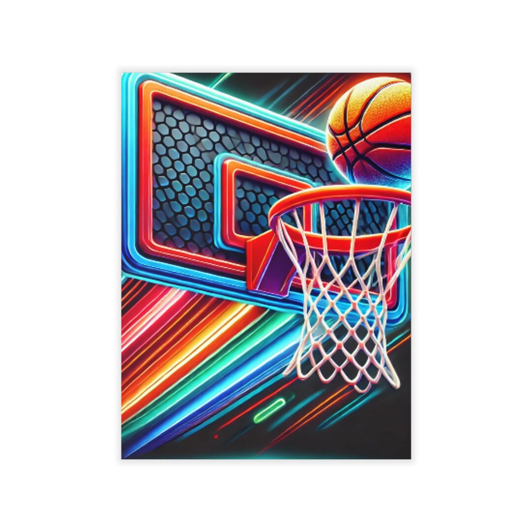 Colorful 3-D Basketball Hoop With Ball, Wall Decals - Etsy