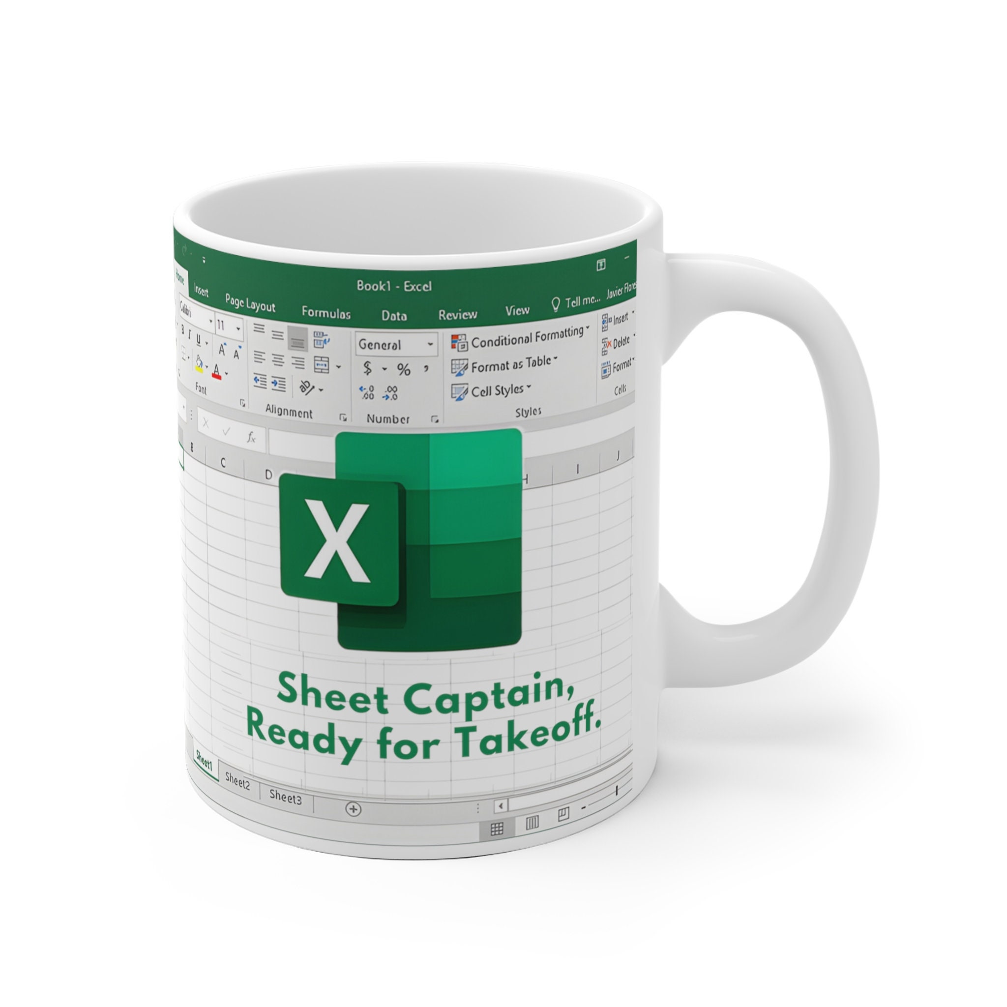 Funny sheet Captain Excel Mug, Gift Idea for Coworker, Accounting, Boss ...