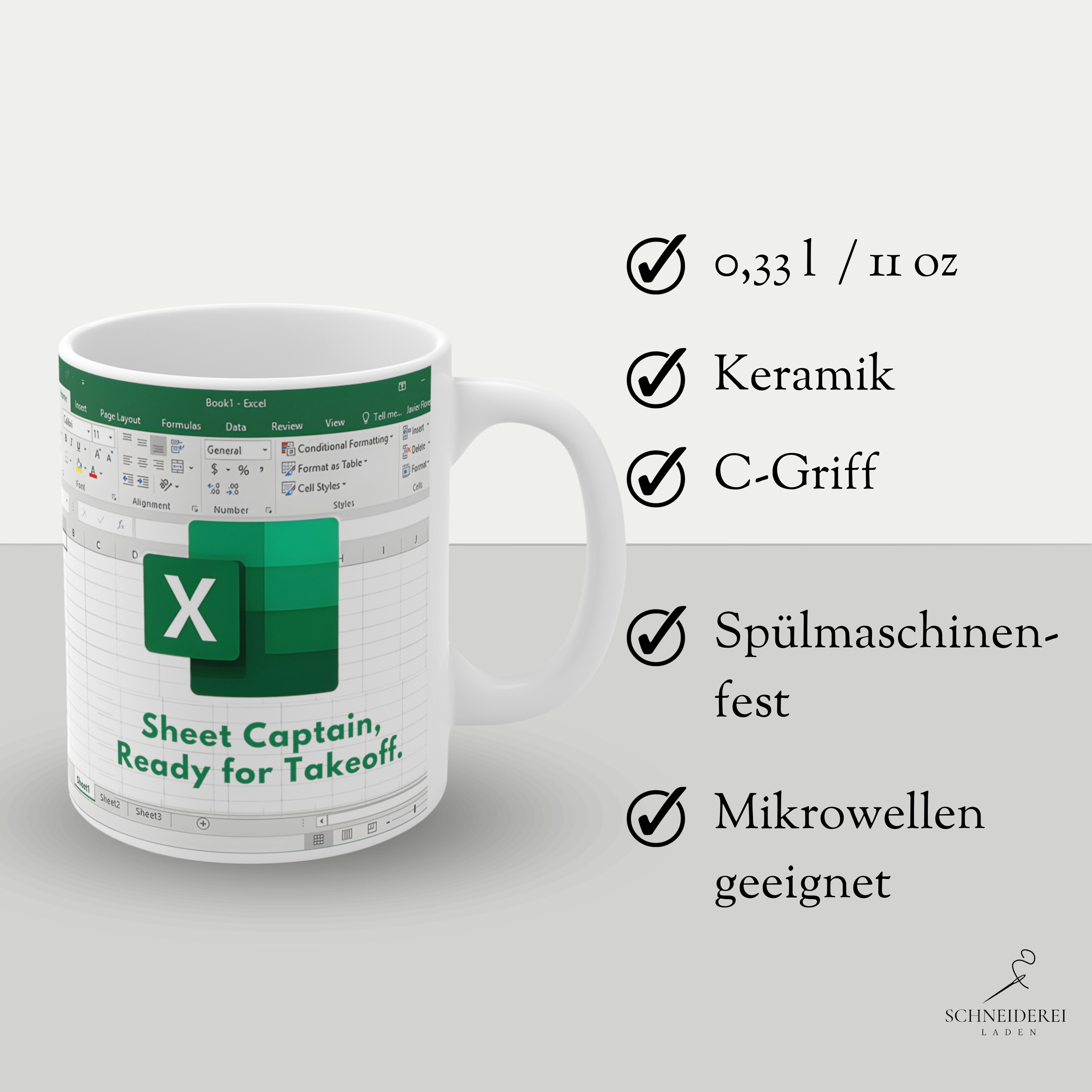 Funny sheet Captain Excel Mug, Gift Idea for Coworker, Accounting, Boss ...
