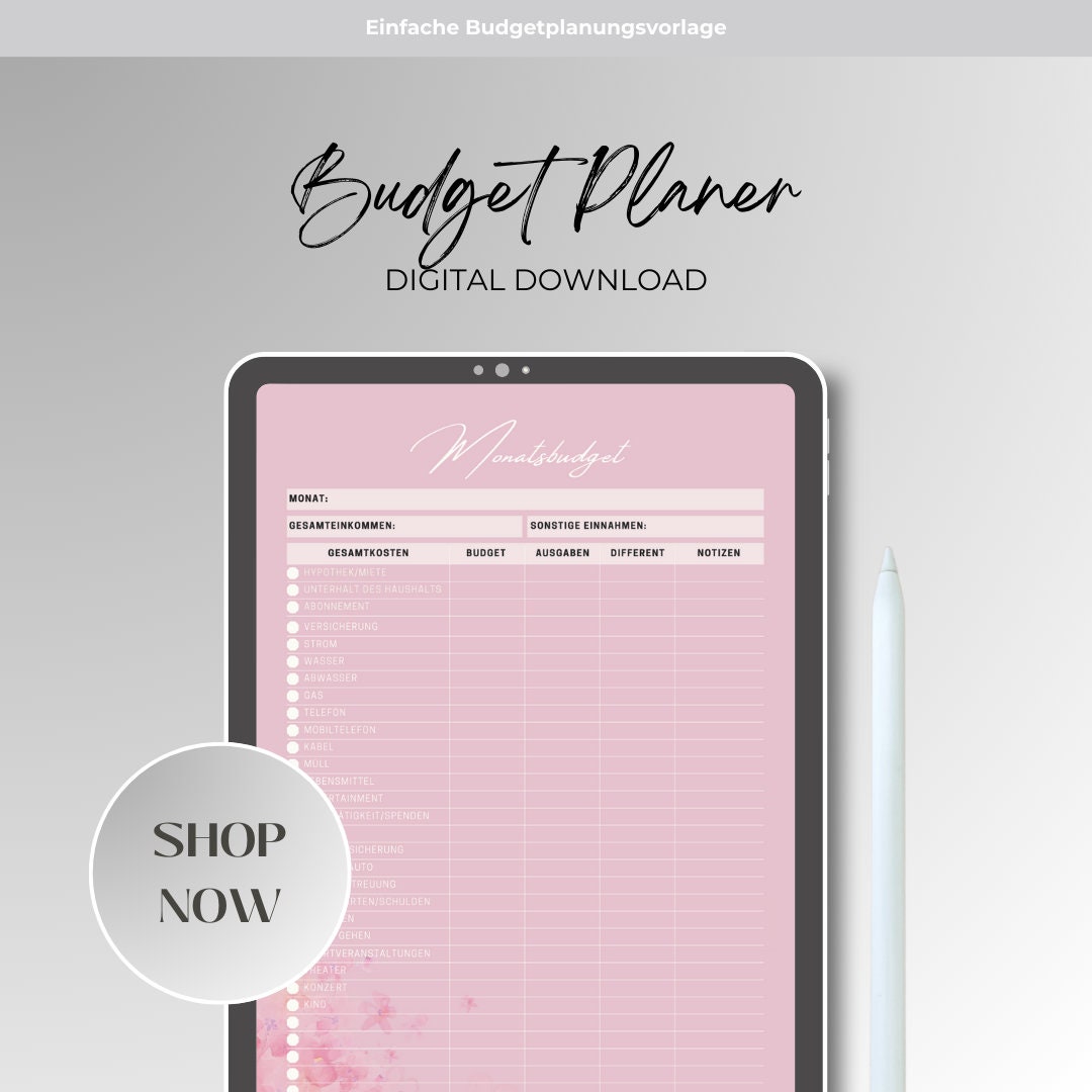 Budget Planner German A4 Financial Planner to Print Out - Etsy
