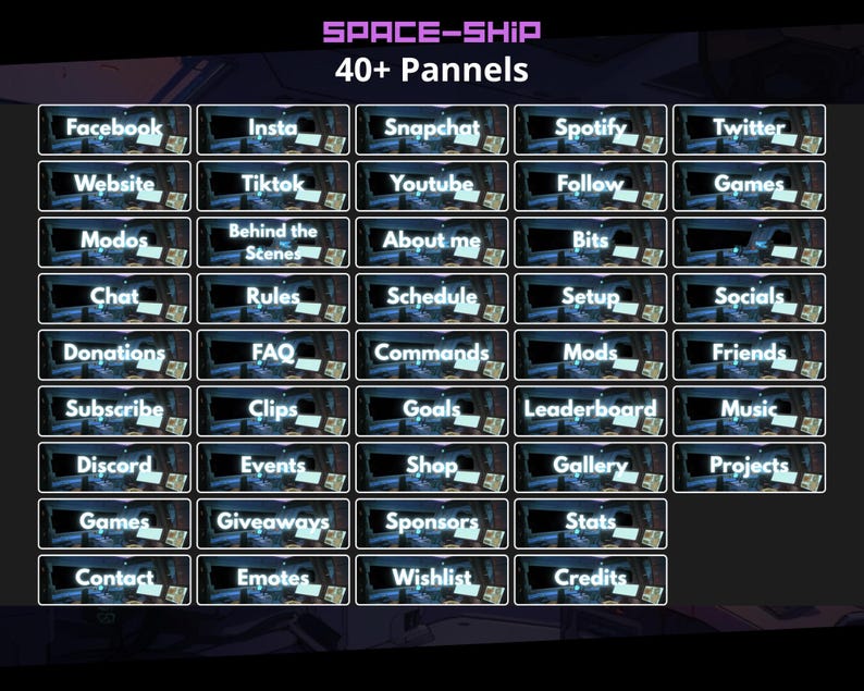 Animated Space-ship Stream Overlay Pack: Futuristic Anime OBS Package ...