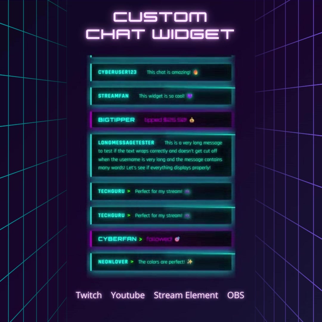 Cyberpunk Chat Widget – Animated Stream Overlay for Twitch, Youtube - Etsy