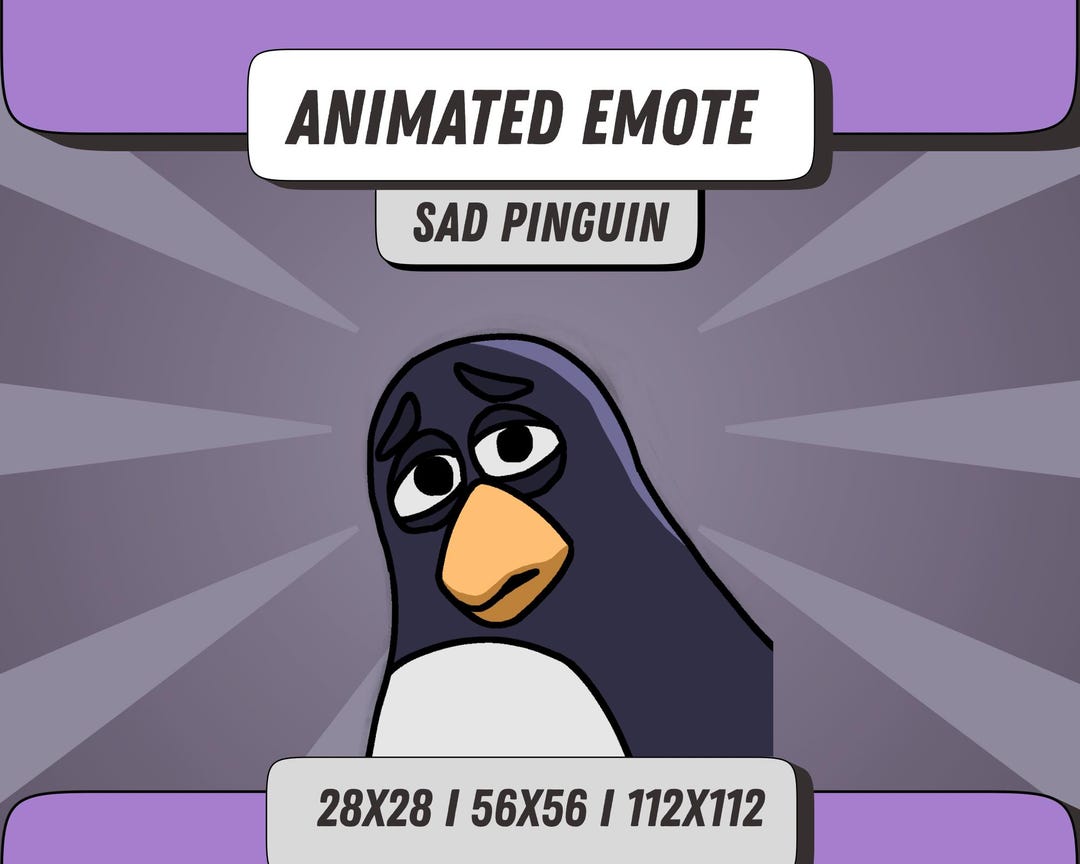 Pinguin Meme Sad Animated Emote GIF for Twitch Discord Youtube (ZIP) - Etsy