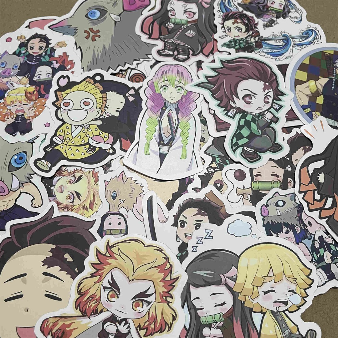 Set of 50/100 Anime Demon Slayer Cartoon Stickers Suitcase - Etsy