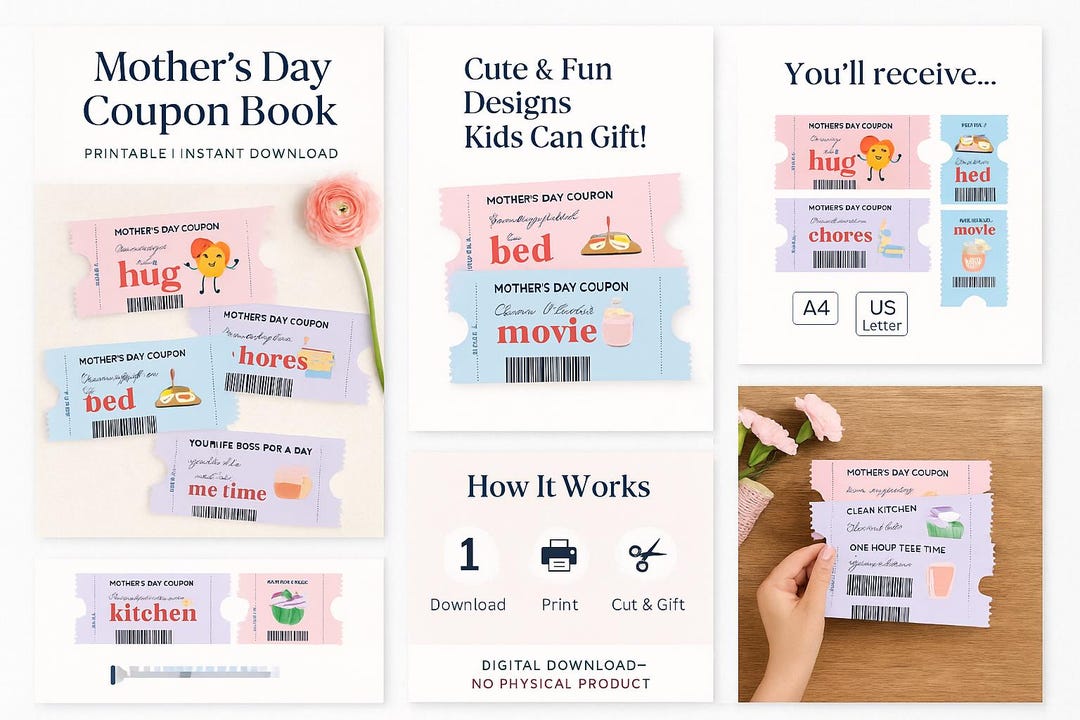 Mother’s Day Coupon Book Printable | Kids Gift for Mum | Fun Mother’s ...