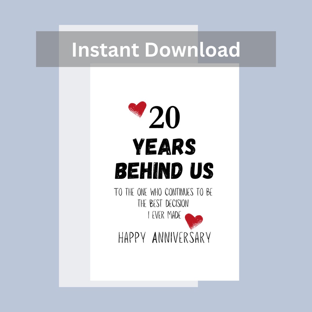 20 Years Behind Us Anniversary Card 20th Anniversary for - Etsy