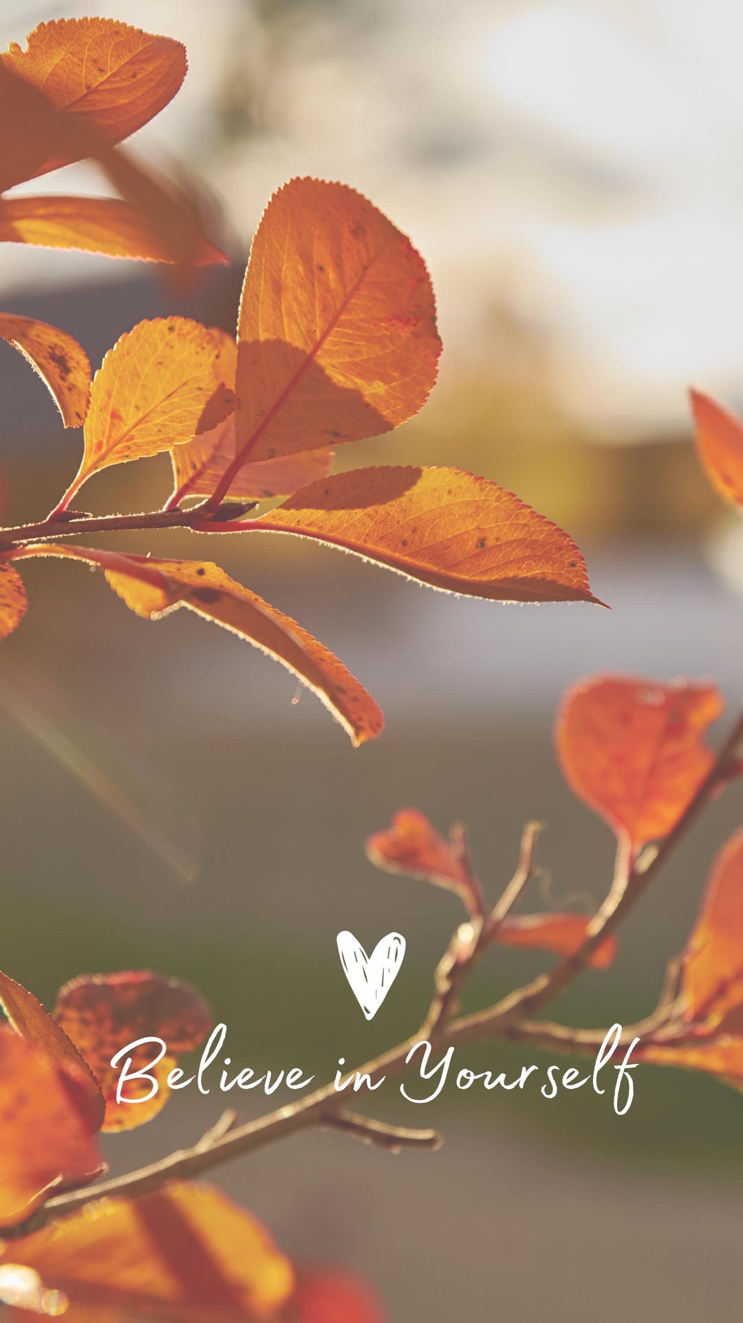 Believe in Yourself Fall Leaves Phone Wallpaper (digital Download) - Etsy