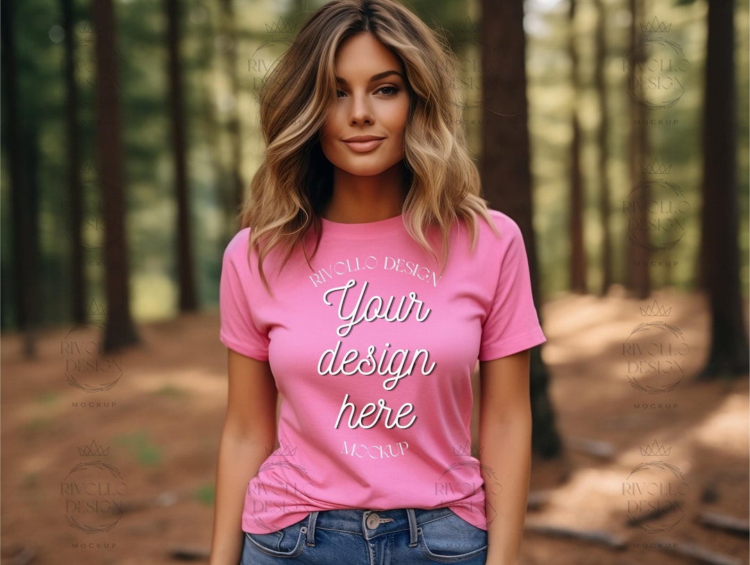 Bella Canvas 3001 Charity Pink Mockup, Tshirt Mockup, Bella Shirt ...