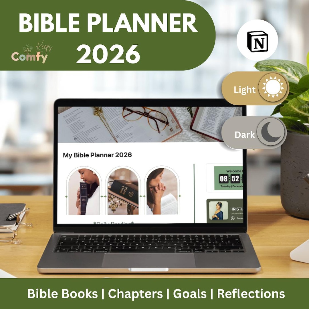 Agenda 2026 Notion, Notion Bible Planner, modèle Notion, notion ...