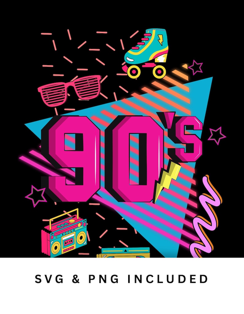 Retro 90s Design SVG: Cassette Player, Boombox (PNG, SVG) - Etsy