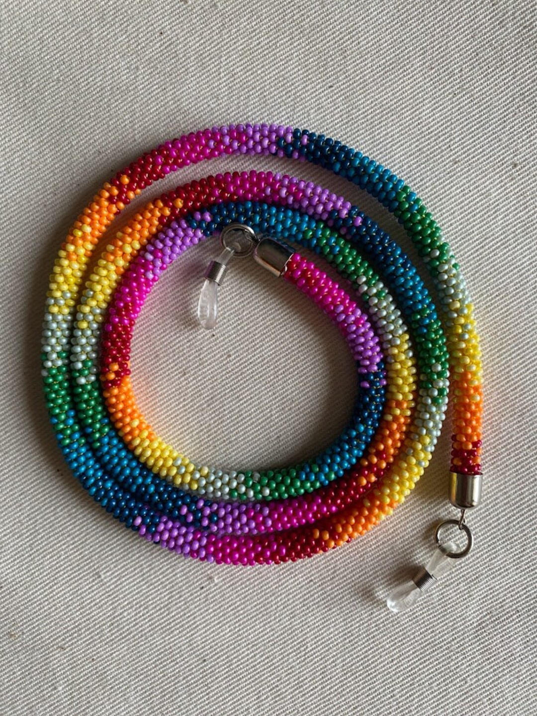 Rainbow Glasses Chain, Handmade Eyeglass Chain, Beaded Sunglasses Chain ...