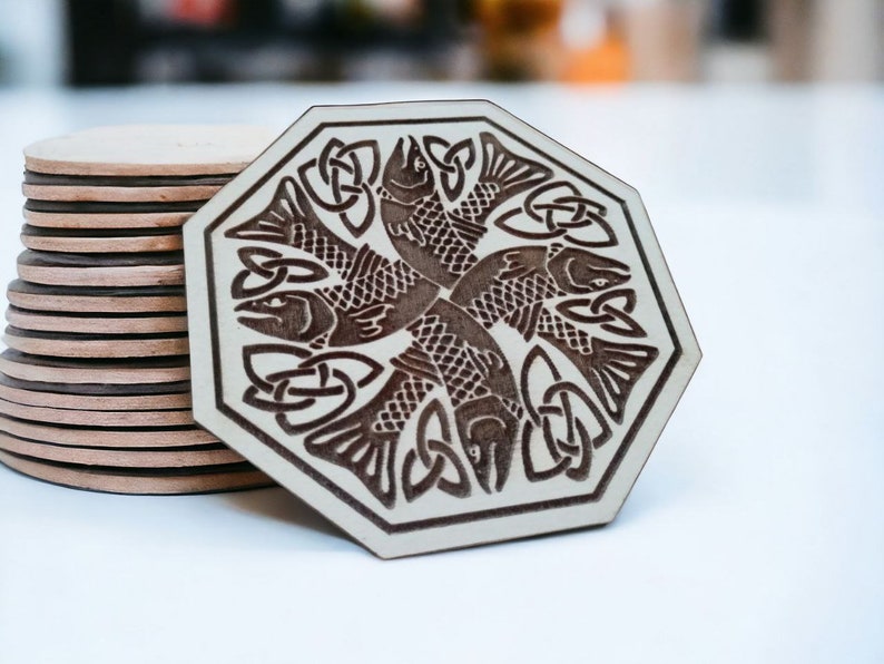 Celtic Fish Octagon Coaster, Viking SVG Laser-cut File for Home Décor ...