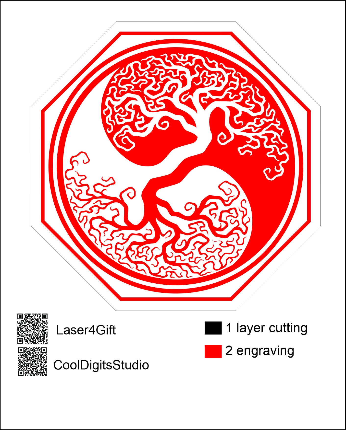 Ying Yang Tree of Life Laser Cut File - Digital Download for Wall ...