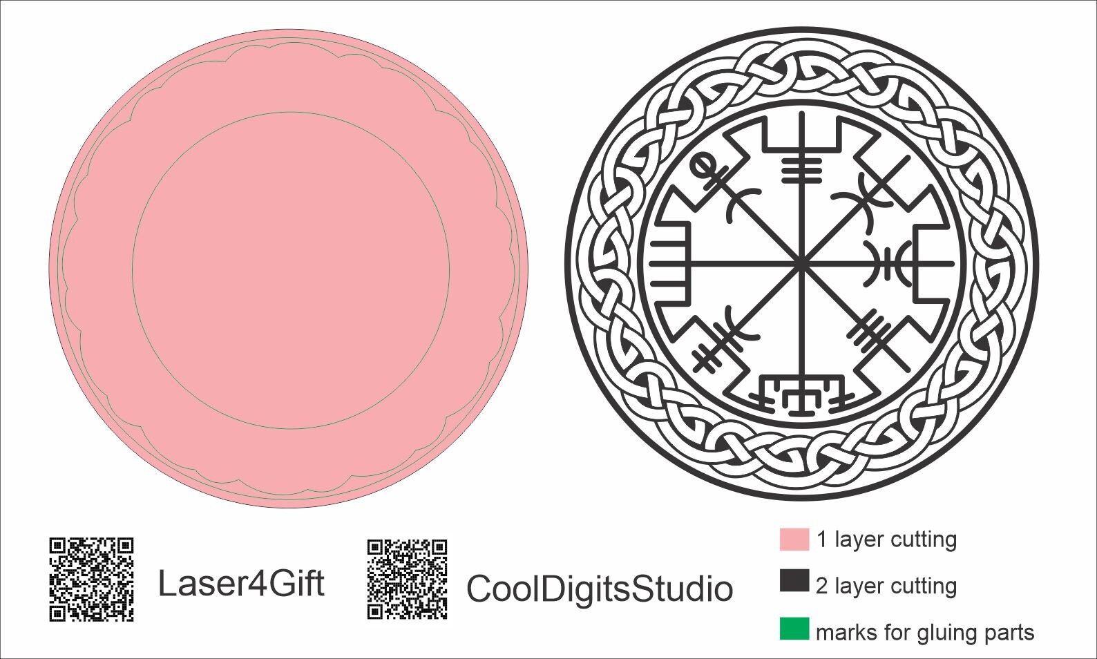 Viking Compass Wall Decor | Engraved Layered Home Art | Laser Cut SVG ...