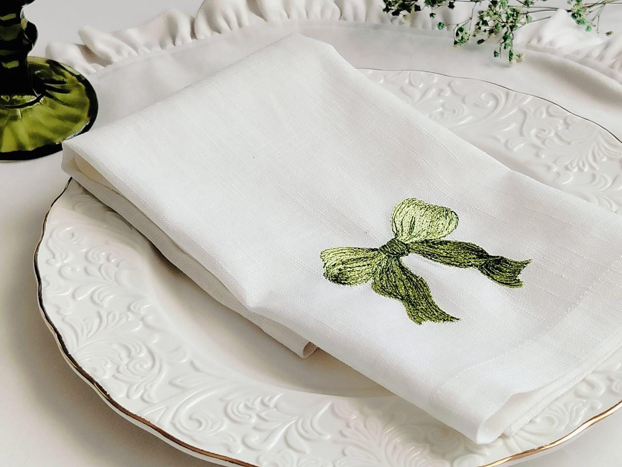 Bow Machine Embroidery Design for Napkins, Babywear and Gifts – Hand ...