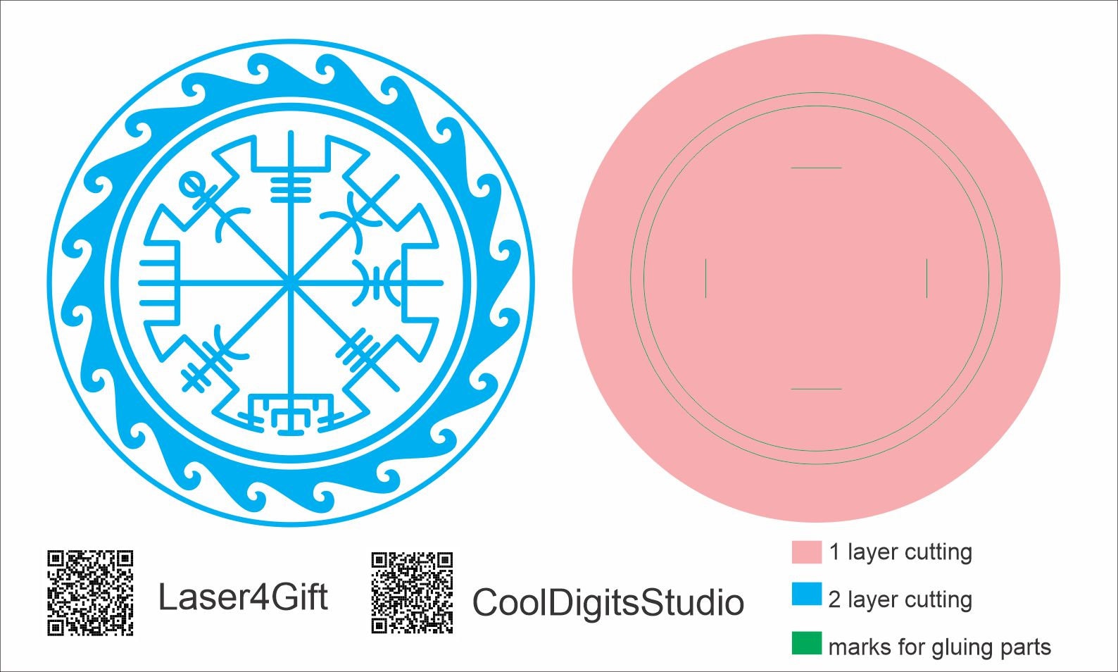 Viking Compass Svg Engraved Layered Home Art Laser Cut SVG Norse ...