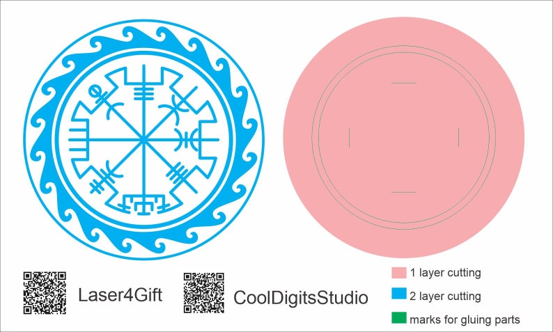 Viking Compass Svg Engraved Layered Home Art Laser Cut SVG Norse ...