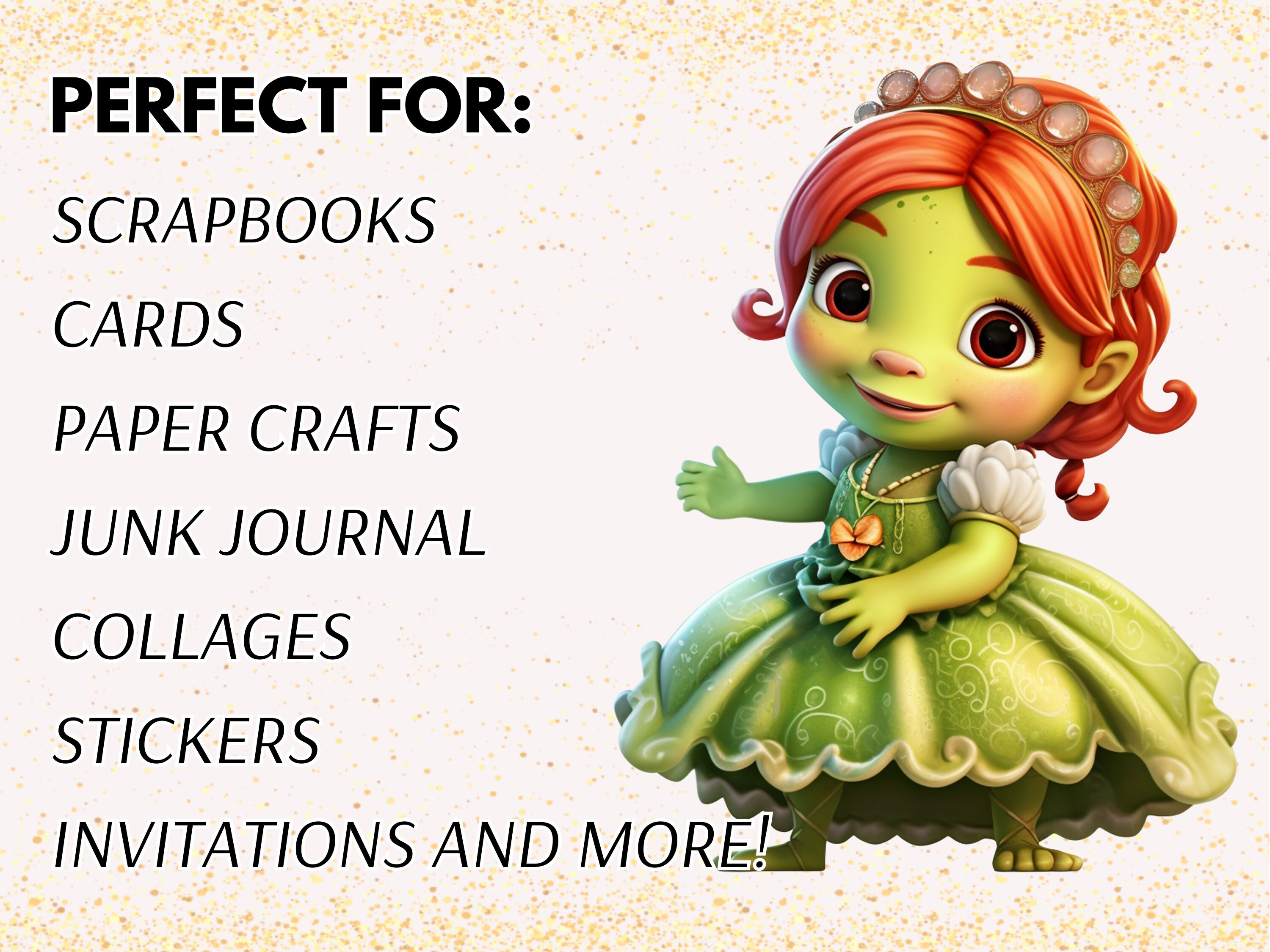 Little Cute Princess Bundle Clipart PNG, Princess Clipart, Nursery ...