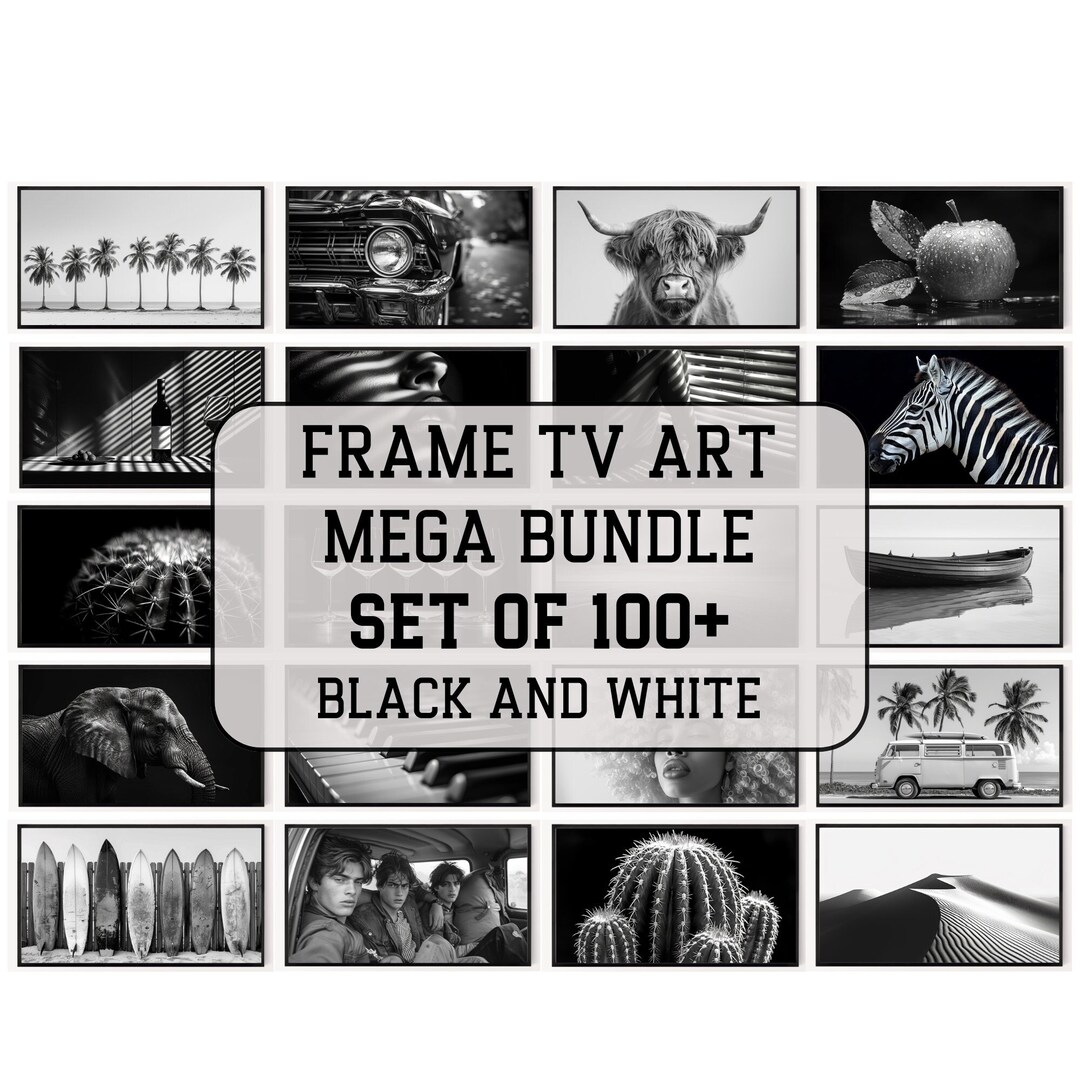 Samsung Frame TV Set of 100 Mega Bundle TV Art Collection Black and ...