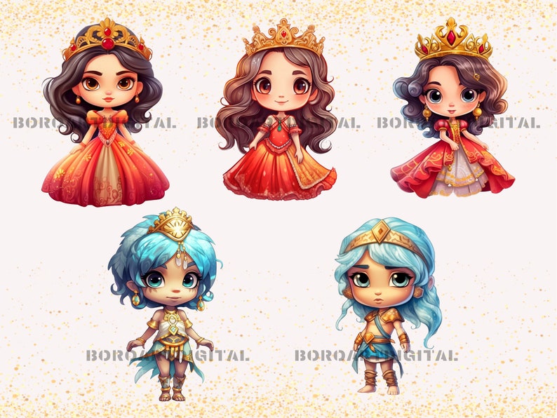 Little Cute Princess Bundle Clipart PNG Princess Clipart - Etsy