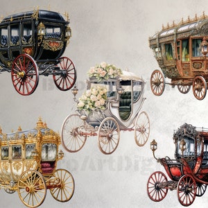 20 PNG Victorian Carriages Bundle Set, Vintage Carriage, Chandelier ...