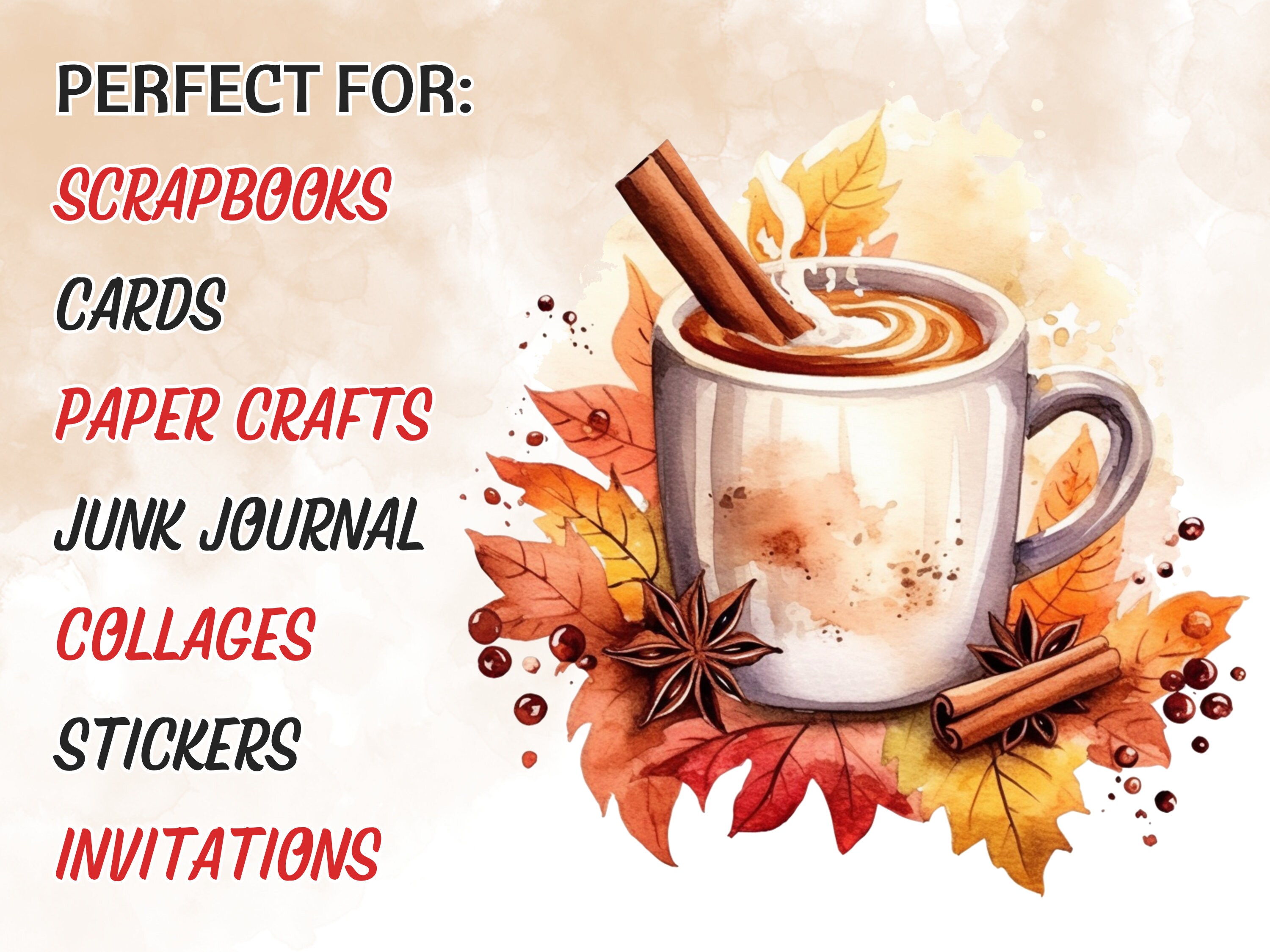 35 PNG Watercolor Cozy Fall Scenes Bundle Clipart, Autumn Fall ...