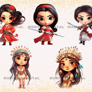 Little Cute Princess Bundle Clipart PNG, Princess Clipart, Nursery ...