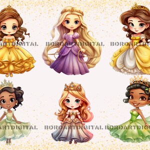 Little Cute Princess Bundle Clipart PNG, Princess Clipart, Nursery ...