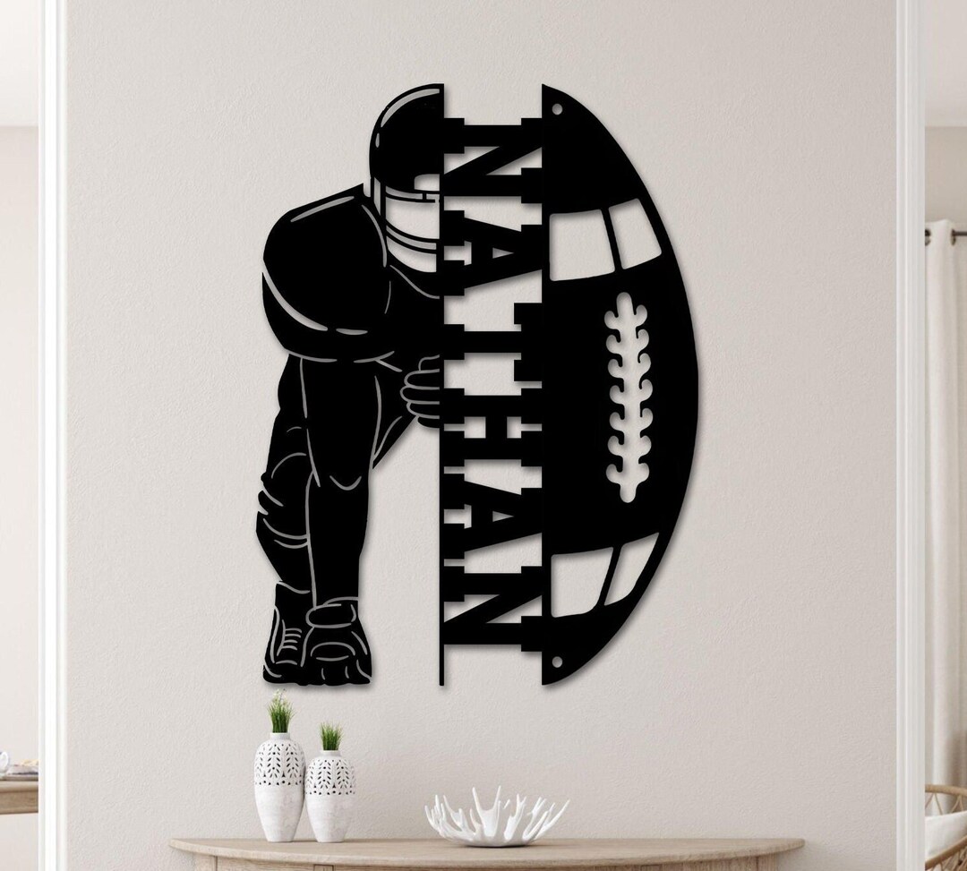 Custom Football Player Metal Signfootball Player Metal Wall - Etsy