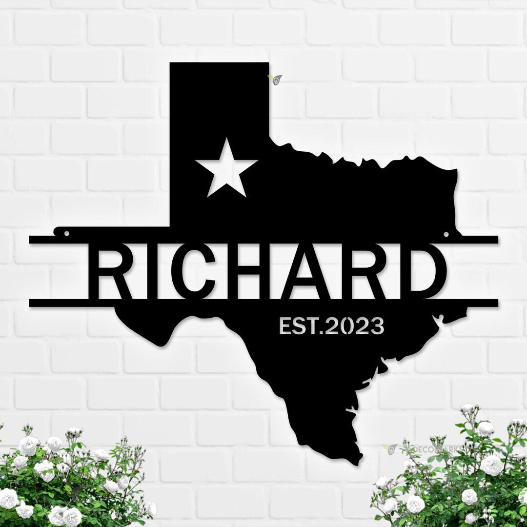 Custom Texas Map Metal Wall Art Personalized Texas State Name - Etsy