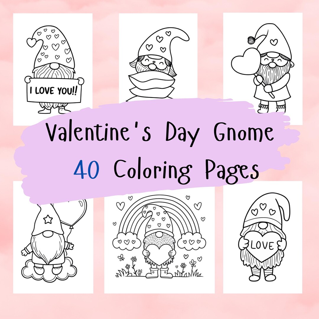 Valentine's Day Gnome Coloring Pages for Kids & Adults - Kid's ...