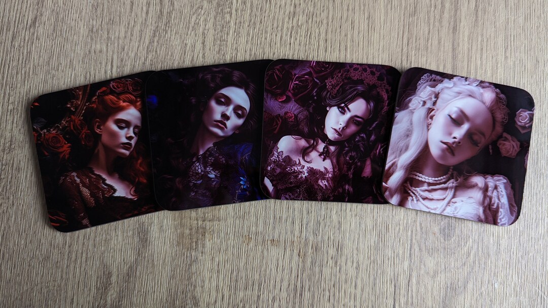 Victorian Gothic Ladies at Rest Set of 4 Oil Painted Effect Gothic ...