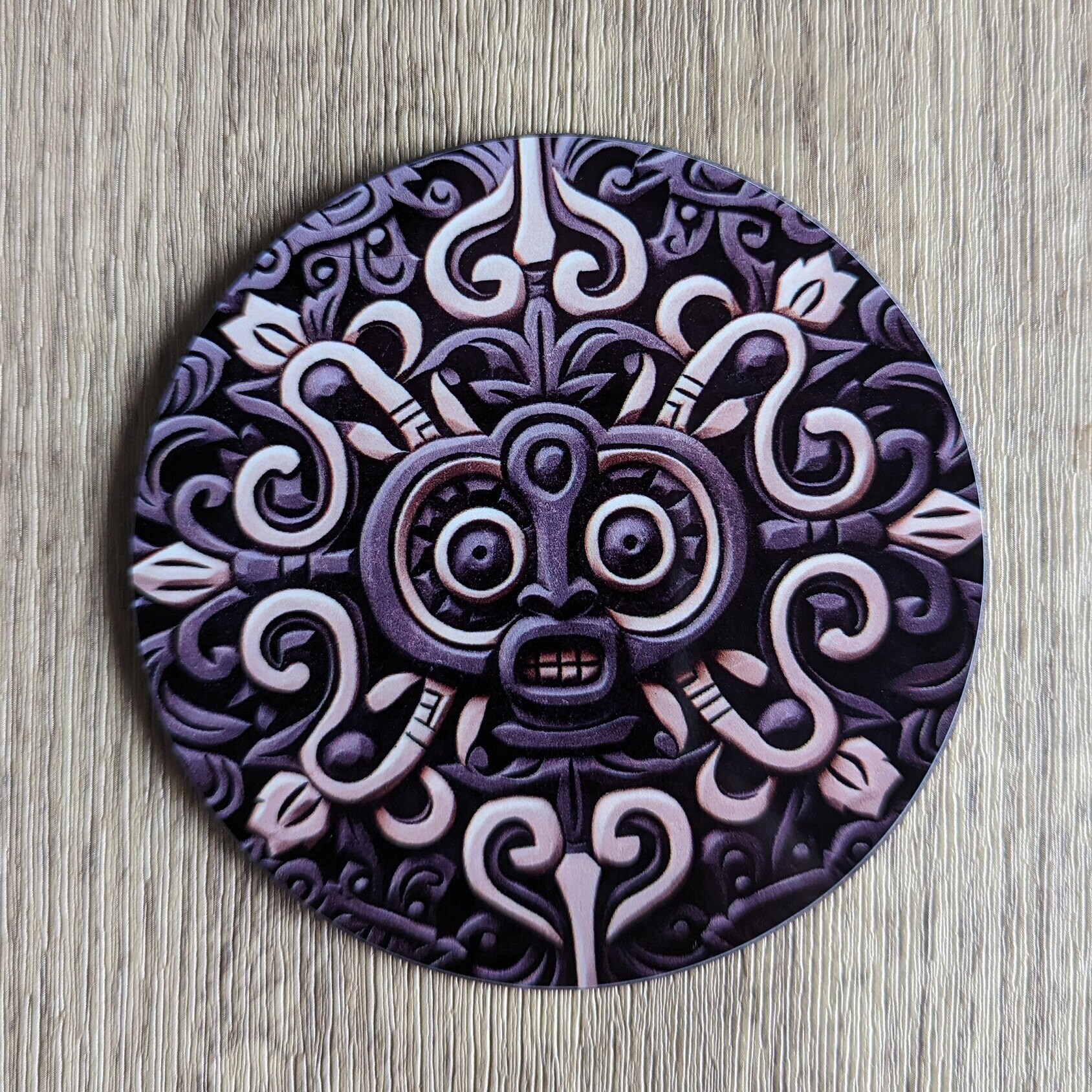 Aztec Sculpture Tlāloc Ancient Carved Stone Effect Circular - Etsy
