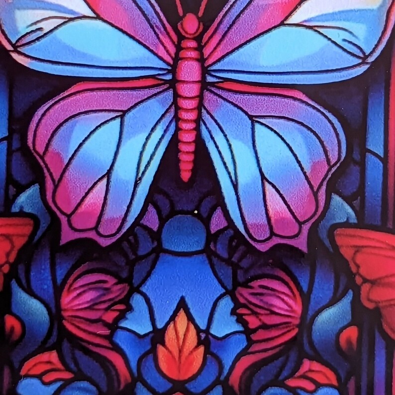 Butterfly | Stained Glass Effect Circular Drinks Coaster - Etsy