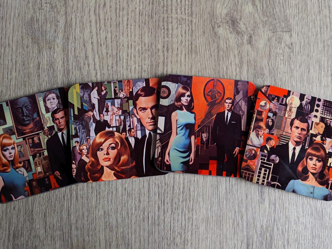 Retro 60s Style Coasters | Mad Men, James Bond Inspired (set of 4) - Etsy