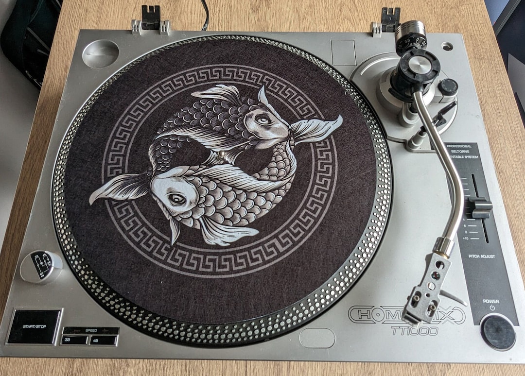 Yin Yang Koi Carp Felt Slipmat – Vinyl Record Player, DJ Turntable ...