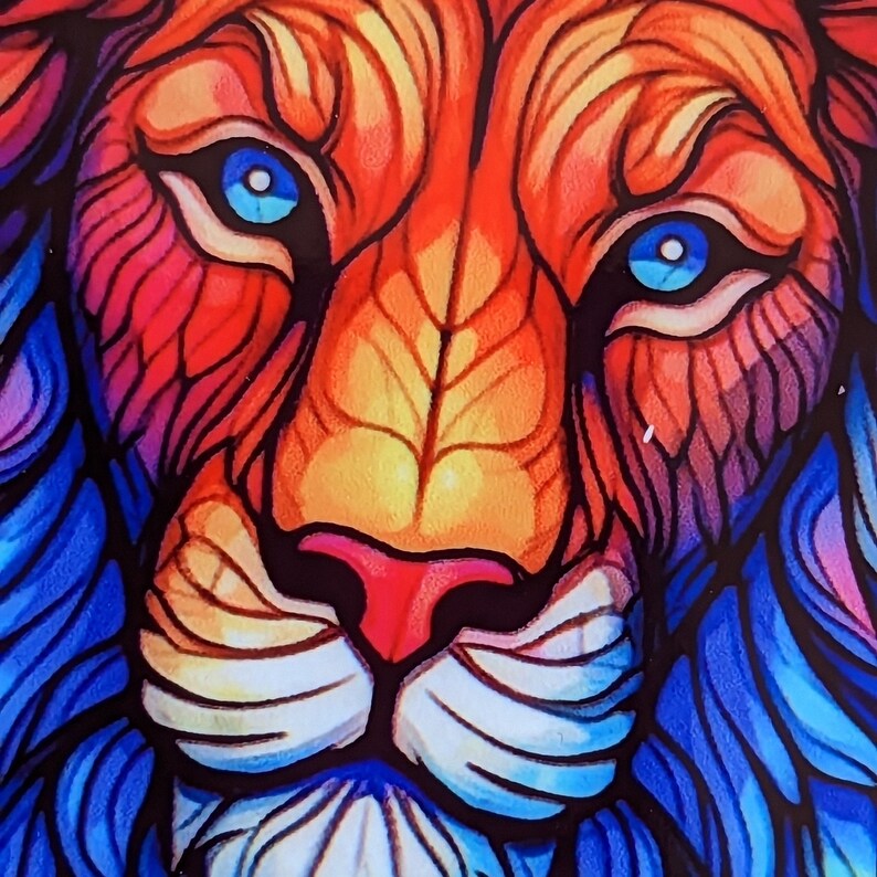 Lion | Leo Stained Glass Effect Circular Drinks Coaster - Etsy