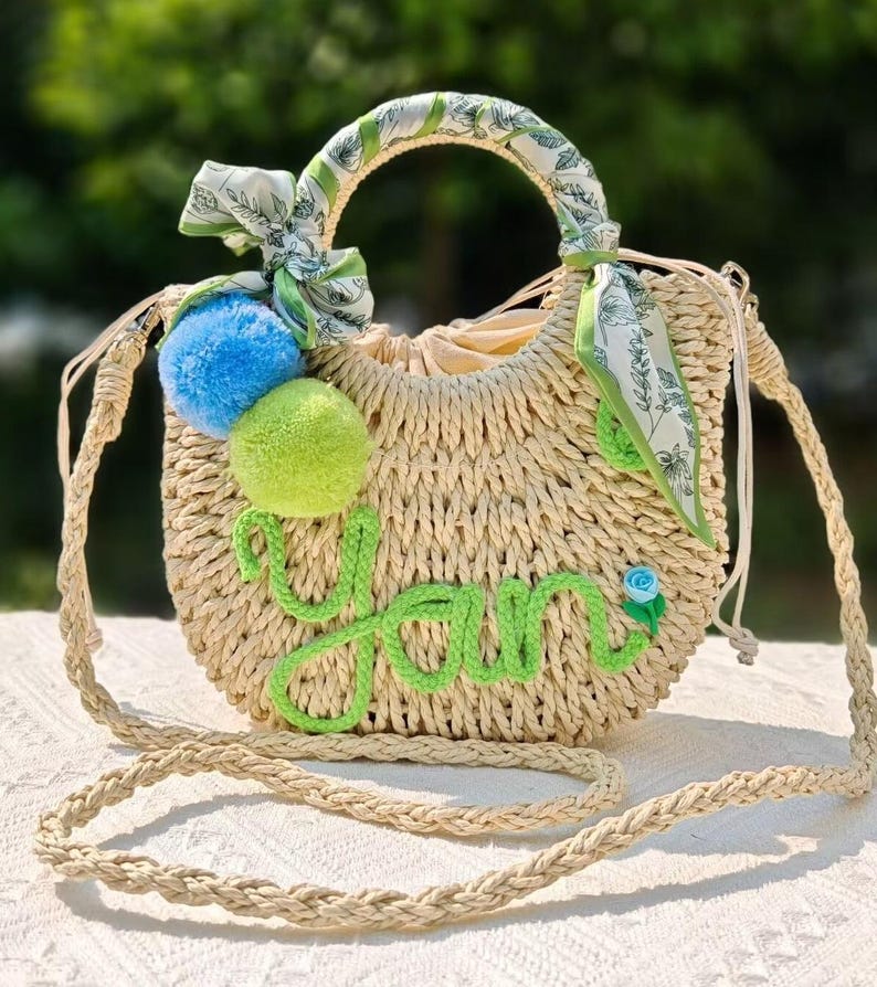 Personalized Straw Beach Bag: Custom Name, Bridal Shower Gift - Etsy