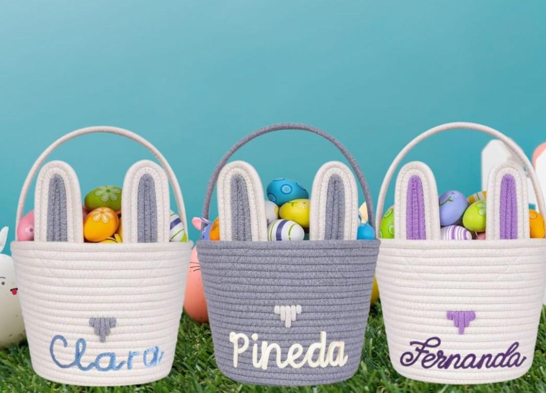 Personalized Name Easter Basket, Easter Bunny Basket, Custom Name ...