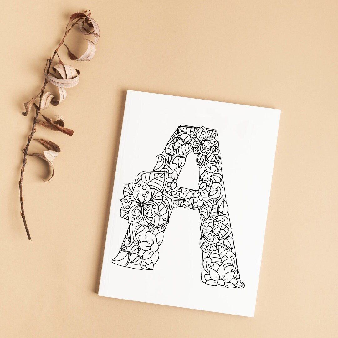 Floral Alphabet Coloring Pages for Adults and Kids | Complete Alphabet ...