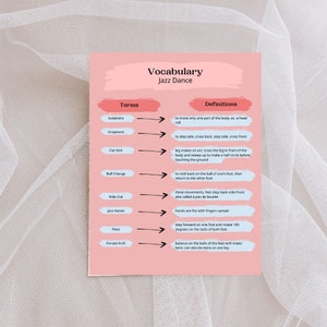 Jazz Dance Vocabulary Materials | Support Materials for Jazz Technique ...