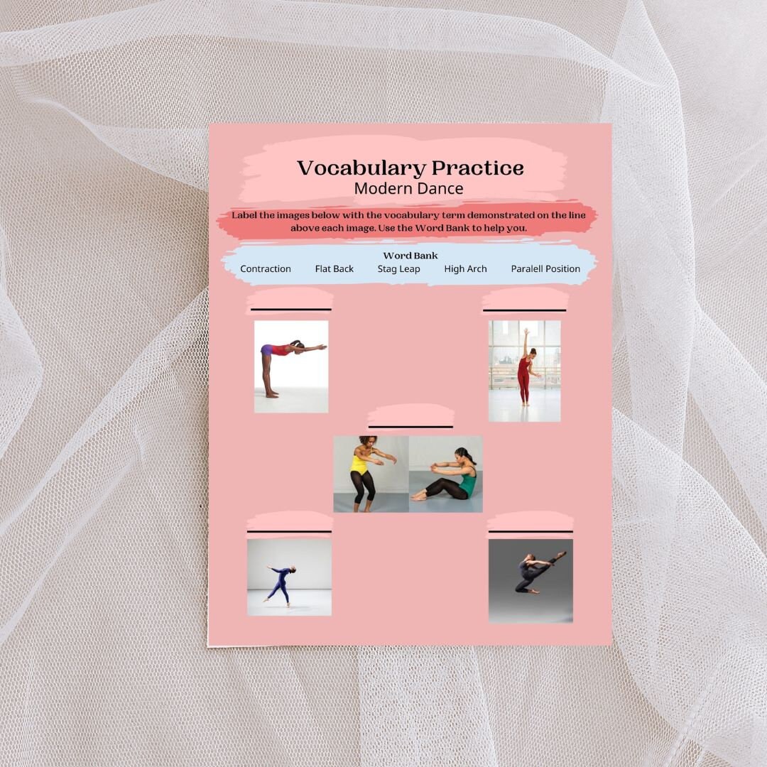 Modern Dance Vocabulary Materials | Support Materials for Modern ...