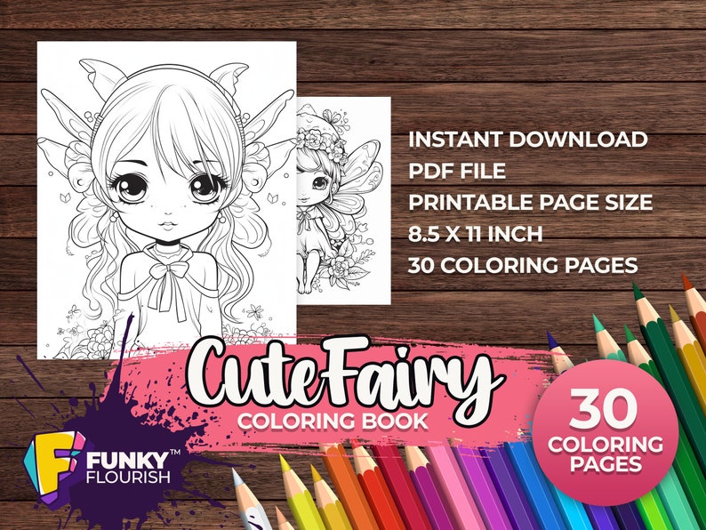 Cute Fairy Coloring Pages: Kawaii Anime Style PDF Printable - Etsy